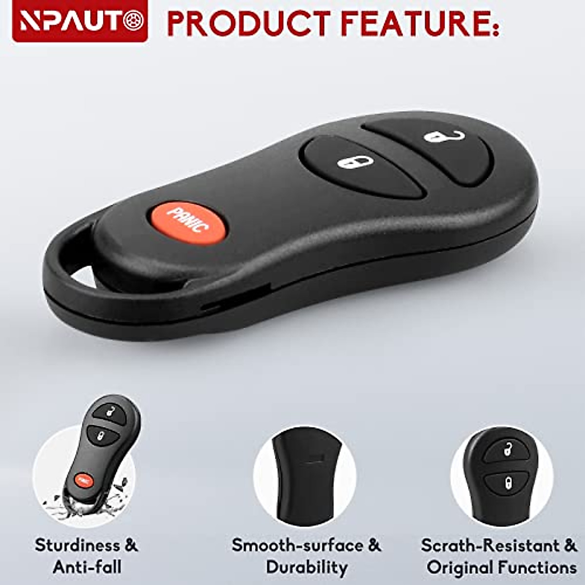 NPAUTO Key Fob Replacement Fits for Dodge Ram 1500 2500 3500 2002-2005, Dakota 2001-2004, Durango 2001-2003, Grand Caravan/Chrysler/Plymouth Prowler - Keyless Entry Remote Control, GQ43VT17T, 04686481