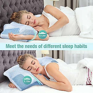 Nismile Cervical Memory Foam Pillow, Adjustable Contour Pillow for Neck and Shoulder Pain Relief, Ergonomic Orthopedic Pillow Neck Support Pillow for Side, Back, Stomach Sleepers