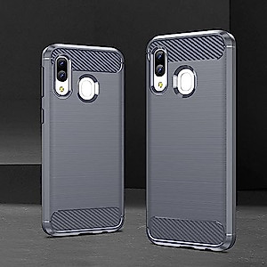 Cell Phone case for Samsung Galaxy A40,Refined Carbon Fiber,Anti-Fall,Anti-Fingerprint,Full Protection Gray