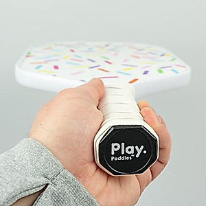 Play Paddles Indoor/Outdoor Pickleball Paddle - USA Pickleball Approved - Carbon Fiber and Polymer Honeycomb Composite Core - Hyper-Grip™ Surface and Graphite Face - Cushioned Grip Handle (Sprinkles)