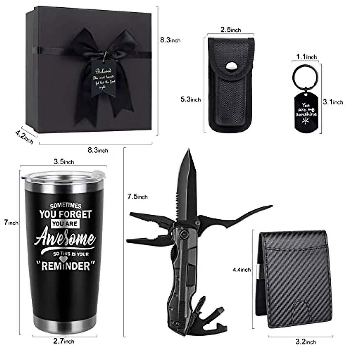 Mkeevee Birthday Gifts for Men Funny Christmas Gifts Baskets for Him Father’s Day for Dad Anniversary Who Have Everything for Husband,Boyfriend,Brother,Son,Uncle,Grandpa Tumbler Multitool Gift Set