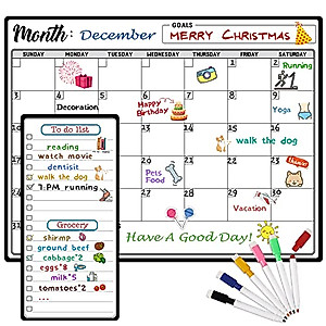 Magnetic Dry Erase Refrigerator Calendar with Markers - Monthly Fridge Calendar and Today List, Fridge Whiteboard with Back Magnet