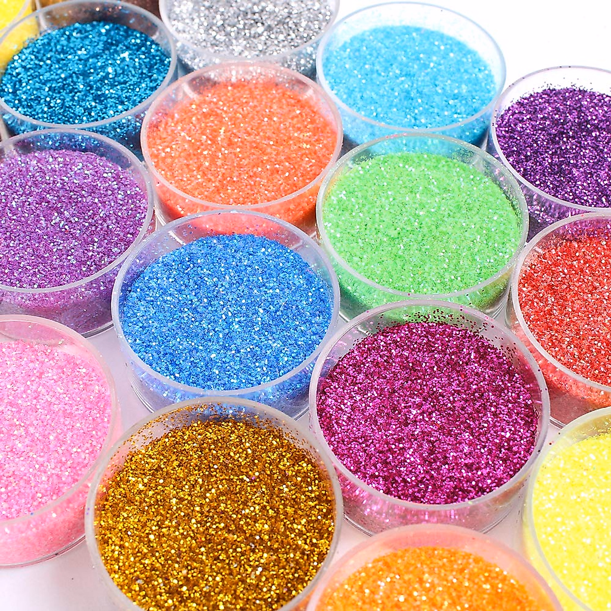 Extra Fine Glitter Powder for Craft, 24 Colors Holographic Cosmetic Laser Glitter for Nail Body Eye Hair Face Lip Gloss, Iridescent Glitter Powder for Tumbler and Makeup (24 Fine)