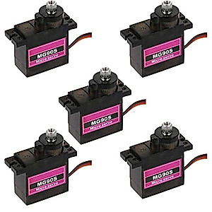 Muised Drone kit Rc Tool Kit Rc Accessories and Parts 5PCs MG90S Micro Metal Gear 9g Servo for RC Plane Helicopter Boat Car 4.8V- 6V Flying Accessories Travel Mini Drone Accessories