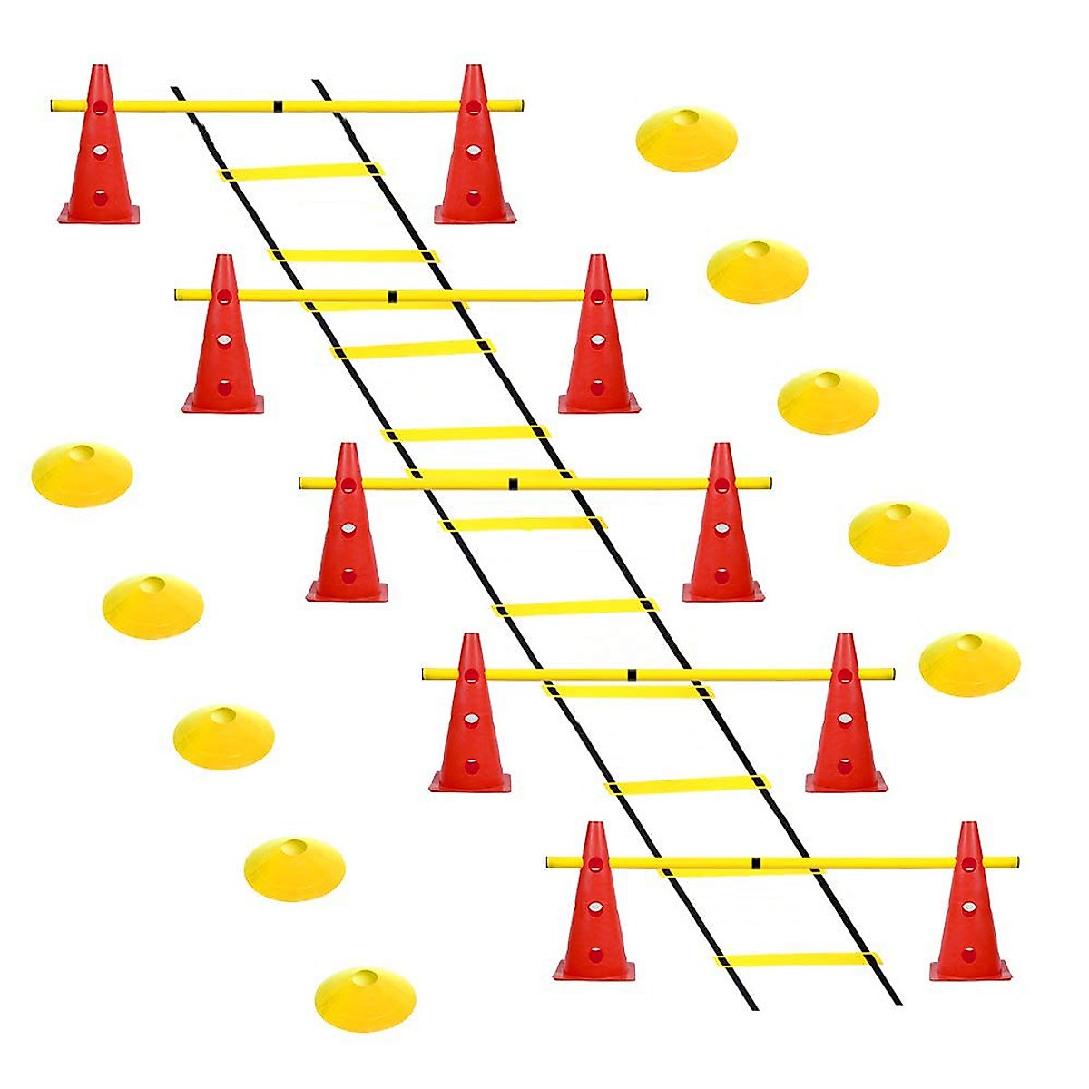 ASENVER Hurdle Ladder Triangle Marker Cone Pad Disk Hurdle Multifunctional Set