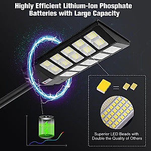 OOOLED Solar Street Lights Outdoor Waterproof 3000W 26000LM 6500K Super Bright White 800PCS LED Chips, Solar Flood Lights Outdoor Motion Sensor with Remote Control, Solar Lights for Outside Yard Patio