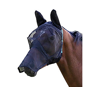 Shires Fine Mesh With Ears And Nose Fly Mask Extra Full Size Black