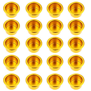 Uonlytech Metal Cup Holder 20Pcs Metal Candle Cup Tea Light Candle Holders Candelabra Votive Pegs for Wedding Centerpieces Table Halloween Christmas Lamp Candle Making Brass Candlestick Holders