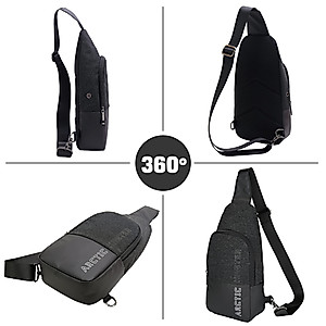 Pinprin Sling Bag Anti-theft Waterproof Crossbody Backpack Multi-pocket Chest Bag with Earphone Hole Shoulder Bag for Men, Hiking, Cycling, Travel