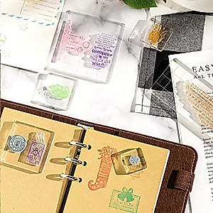 Whaline 6 Pieces Acrylic Stamp Block Clear Stamping Tools Set with Grid Lines for Scrapbooking Crafts Card Making, Assorted Sizes