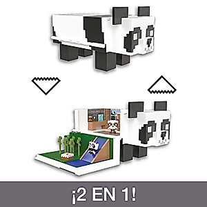 Mattel Minecraft Mob Head Minis Toys, Panda Playhouse Playset & 2 Panda Action Figures, Removable Bamboo Shoots & Cake Slice
