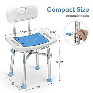 OasisSpace Heavy Duty Shower Chair with Back 500lb, EVA Padded Bath Seat with Height Adjustable Tube- Medical Tool Free Anti-Slip Shower Bench Bathtub Stool for Elderly, Senior, Handicap & Disabled