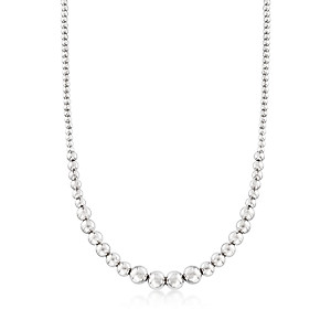 Ross-Simons Italian 4-10mm Sterling Silver Bead Graduated Necklace. 20 inches