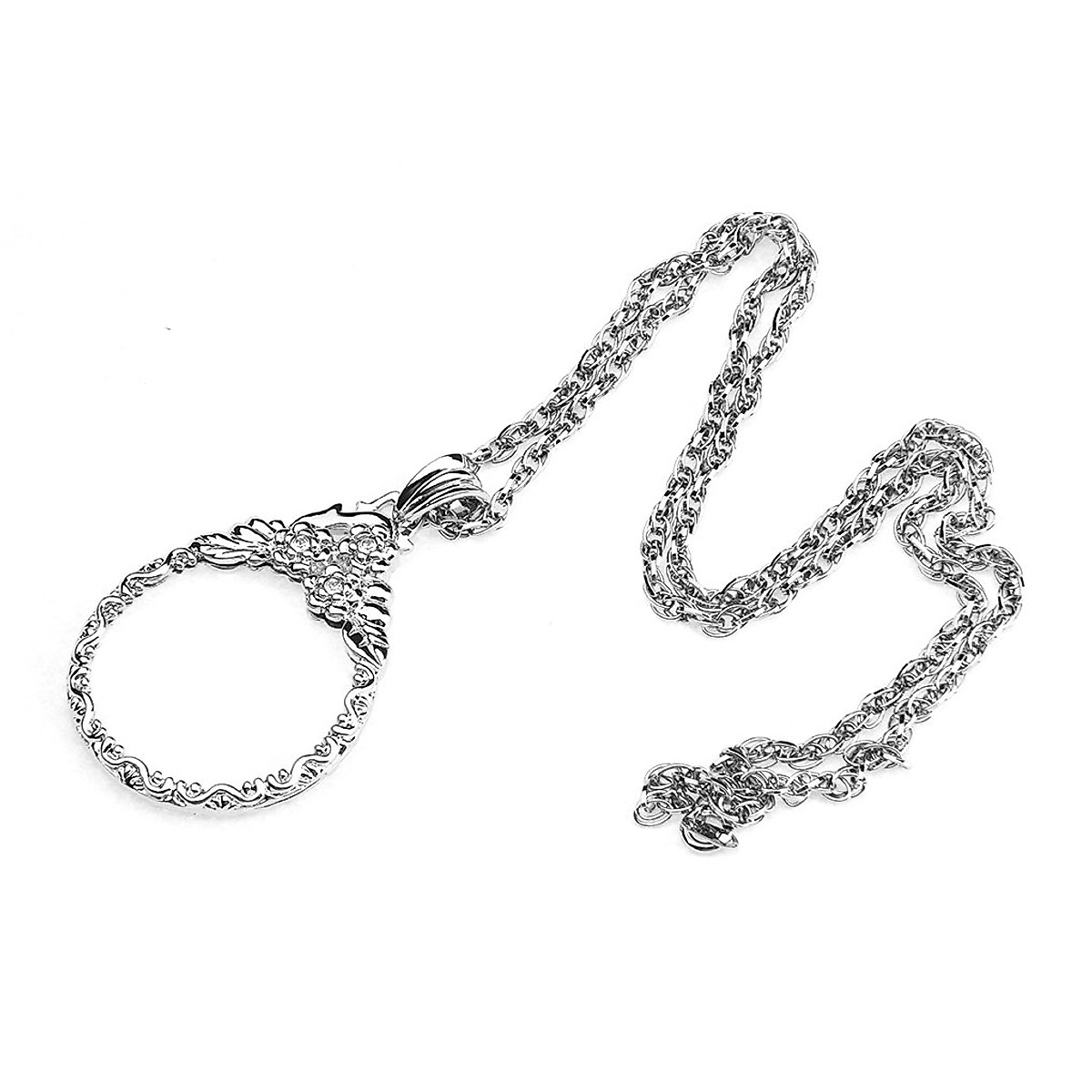 Elegant Magnifying Glass Necklace, Portable Necklace Magnifier Pendant, Delicate Reading Magnifying Glass with Chain Necklace, Light Weight Magnifier for Seniors Reading, Inspection, Coins, Jewelry