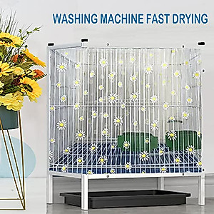 Bird Cage Cover - Adjustable Bird Cage Seed Catcher Bird Cage Net Cover, Airy Nylon Bird Seed Catcher Stretchy Bird Cage Skirt for Round Square Cages(Circumference 59 inch to 118 inch) (White)