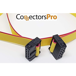 Connectors Pro Pc Accessories 5-Pack 8" 20cm F/F IDC 2x5 10P Yellow Flat Ribbon Cable, 7 Inches 18cm Net Length with 2.54mm 0.1" Pitch FC 10 Pins Female to Female (10P-20cm-5PK)