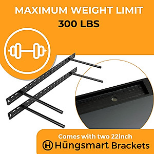 HÜNGSMART 60 Inch Wooden Floating Shelf – Supports 300lbs – 11.8inch Deep - Carpenter Designed - Engineered Wood 5 foot Long – Black Stained Walnut Finish– Includes Laser Welded Precision Wall Bracket