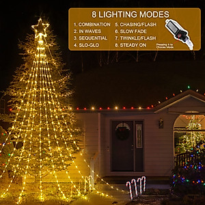 Outdoor Christmas Star String Lights, 16.4Feet Smart RGB Waterfall Tree String Light with APP Remote Control, 317LED DIY Timer Music Sync Shooting Star Lights for Indoor Outdoor Garden Decoration
