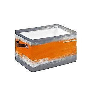 Orange Grey Storage Bins 1 Pack, Large Waterproof Storage Baskets for Shelves Closet, Modern Oil Painting Ombre Abstract Aesthetics Storage Basket Foldable Storage Box Cube Organizer with Handles