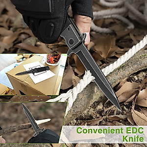 GVDV Pocket Knife Folding Knives, Cool Pocket Knives for Men, 7Cr17 Stainless Steel Knife Set with Sharpening for Fishing Camping Hunting Hiking, Black Stonewashed