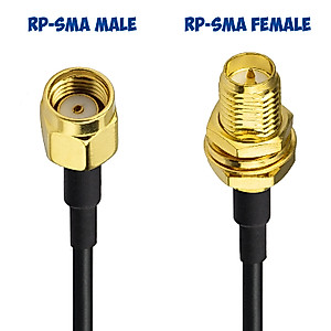 BINGFU WiFi Antenna Extension Cable 2-Pack RP-SMA Male to RP-SMA Female Bulkhead Mount RG174 Cable 3m 10 feet for WiFi Router Security IP Camera Wireless Network Card Adapter