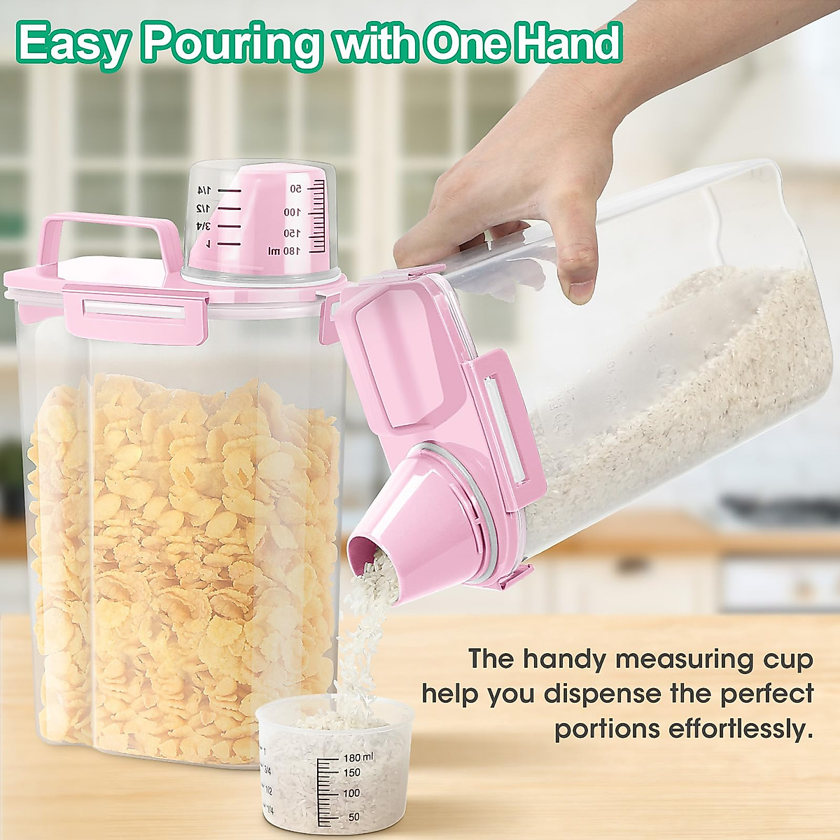 TBMax Rice Storage Container 5 Lbs, Small Airtight Dry Food Container for Flour Cereal Pasta Kitchen Pantry Organization -Red