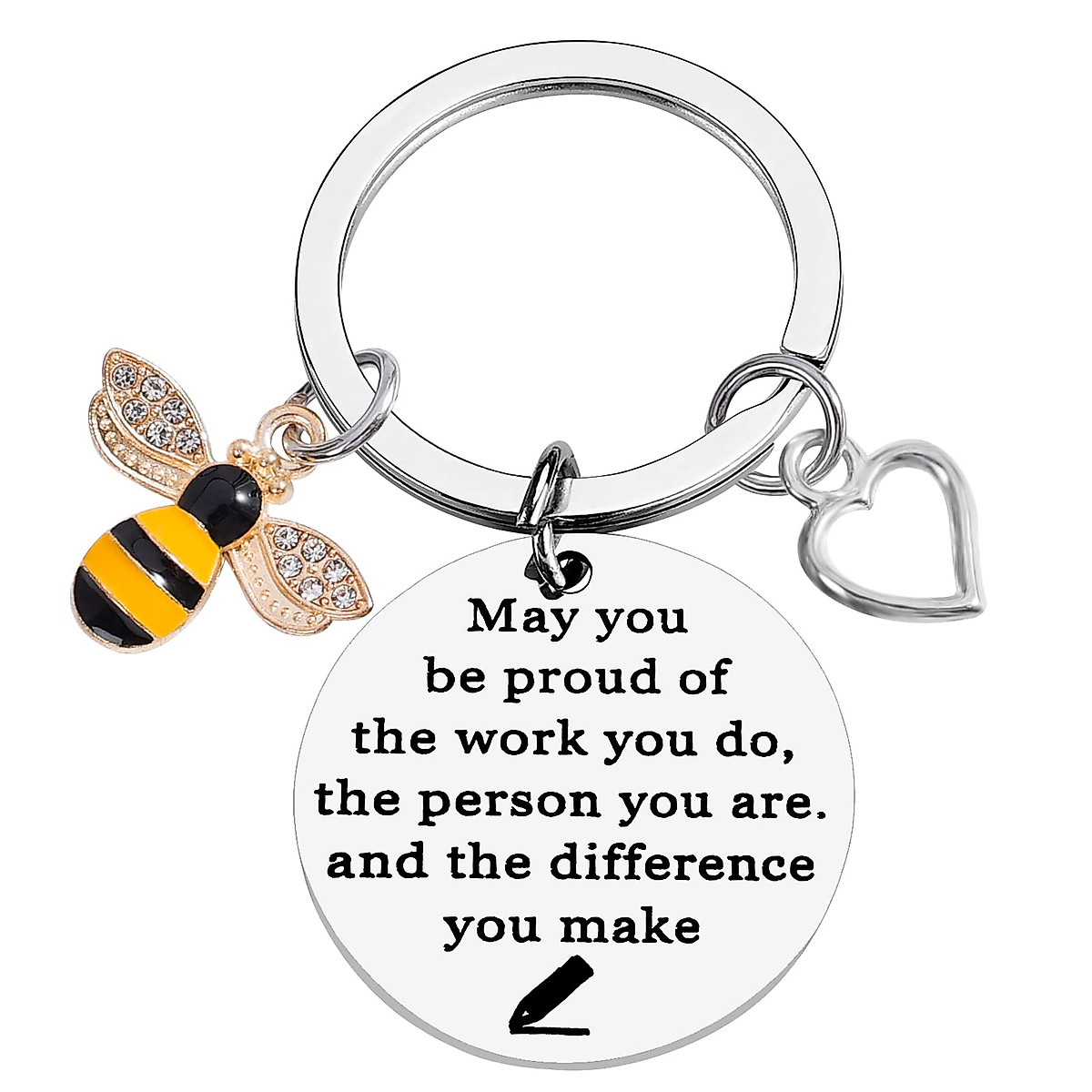 PLwelth Bee Keychain Bee Inspirational Keyring for Women Men Bee Keychain for Teacher Graduation Farewell Appreciation from Students Thank You Gifts Lovers Friends Birthday Christmas Keyring