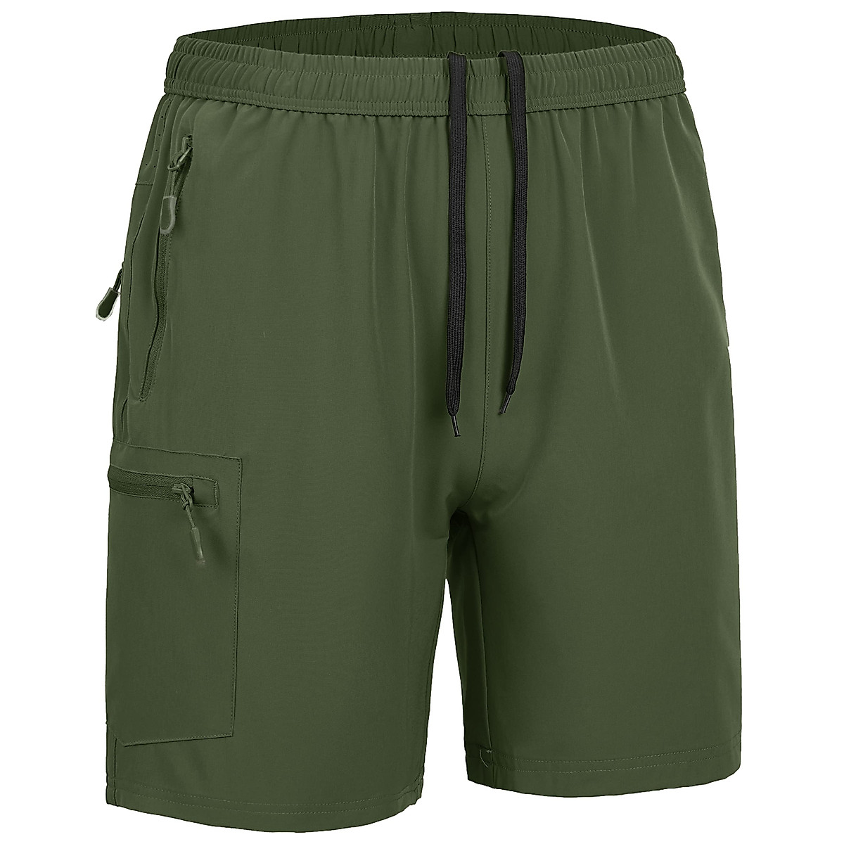 Men's Hiking Cargo Work Shorts Quick Dry Lightweight Fishing Athletic Running Workout Gym Shorts with 4 Pockets Army Green M