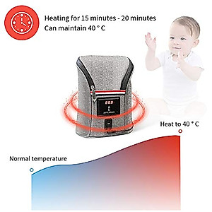 Car Baby Bottle Warmer, Sunsbell Portable Travel Milk Bottle Warmer, Constant Temperature Feeding Bottle with Temperature Display, Portable Bottle Warmer for Car Travel Camping