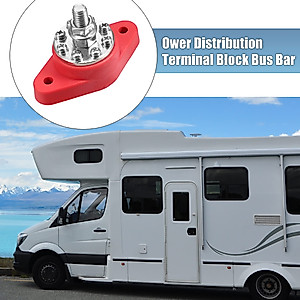 X AUTOHAUX 1 Pcs 3/8" Power Distribution Block 8 Point Bus Bar for Boat Car Marine Battery Junction Block Plastic Metal Red