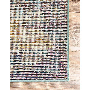 Unique Loom Vita Collection Traditional Over-Dyed Saturated Floral Medallions Area Rug, 9 x 12 ft, Turquoise/Ivory