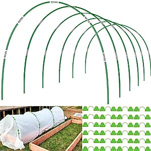 Garden Hoops for Raised Beds Wide, 36pcs 8ft Garden Tunnel Hoops for Row Cover Netting, Greenhouse Support Hoops Grow Tunnel Garden Bed Stakes, Flexible Fiberglass DIY Plant Hoops Outdoor, 24pcs Clips