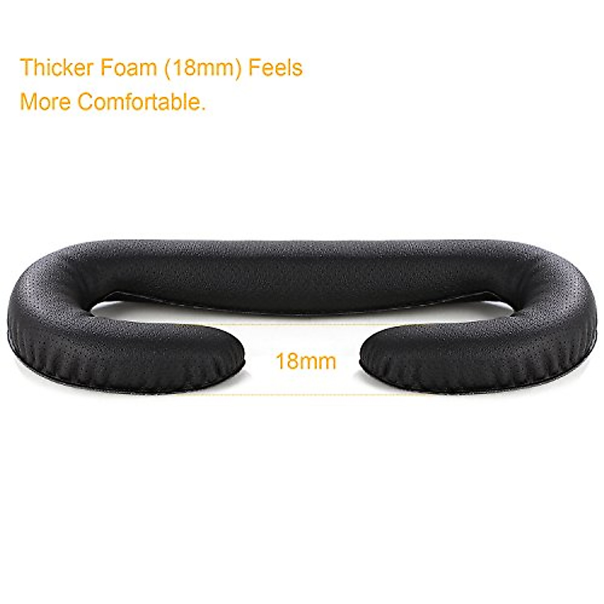 Vive VR Face Cover, JARMOR Replacement Eye Mask Pad with Memory Foam & PU Leather [Better FOV] [2 Pack, 6MM & 18MM] for HTC Vive VR - Black