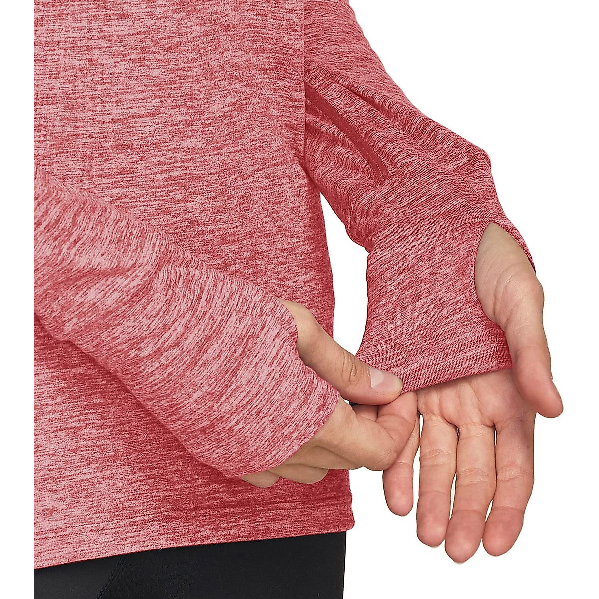 TSLA Women's Long Sleeve Shirts, Lightweight Crewneck Yoga Workout Tops, Athletic Sports Performance Running T-Shirts, Stretch Crew Spacedye Dusty Rose, X-Large