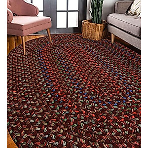 Katherine Multi Indoor/Outdoor Oval Braided Rug, 4 by 6-Feet, Burgundy