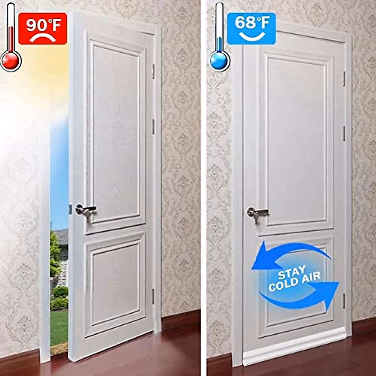 Resdenio Door Draft Stopper Weather Stripping - 37 Inch Door Stoppers for Bottom of Door Seal Gap Reduce Noise and Dust, Under Door Draft Stopper (White)