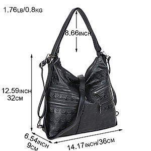 Chikencall Over-size Skull Print Bucket Bag or Women 3 Ways Multifunction Backpack Shoulder Bag Vegan Leather Punk Rock Large Crossbody Bag Black-Skull-print