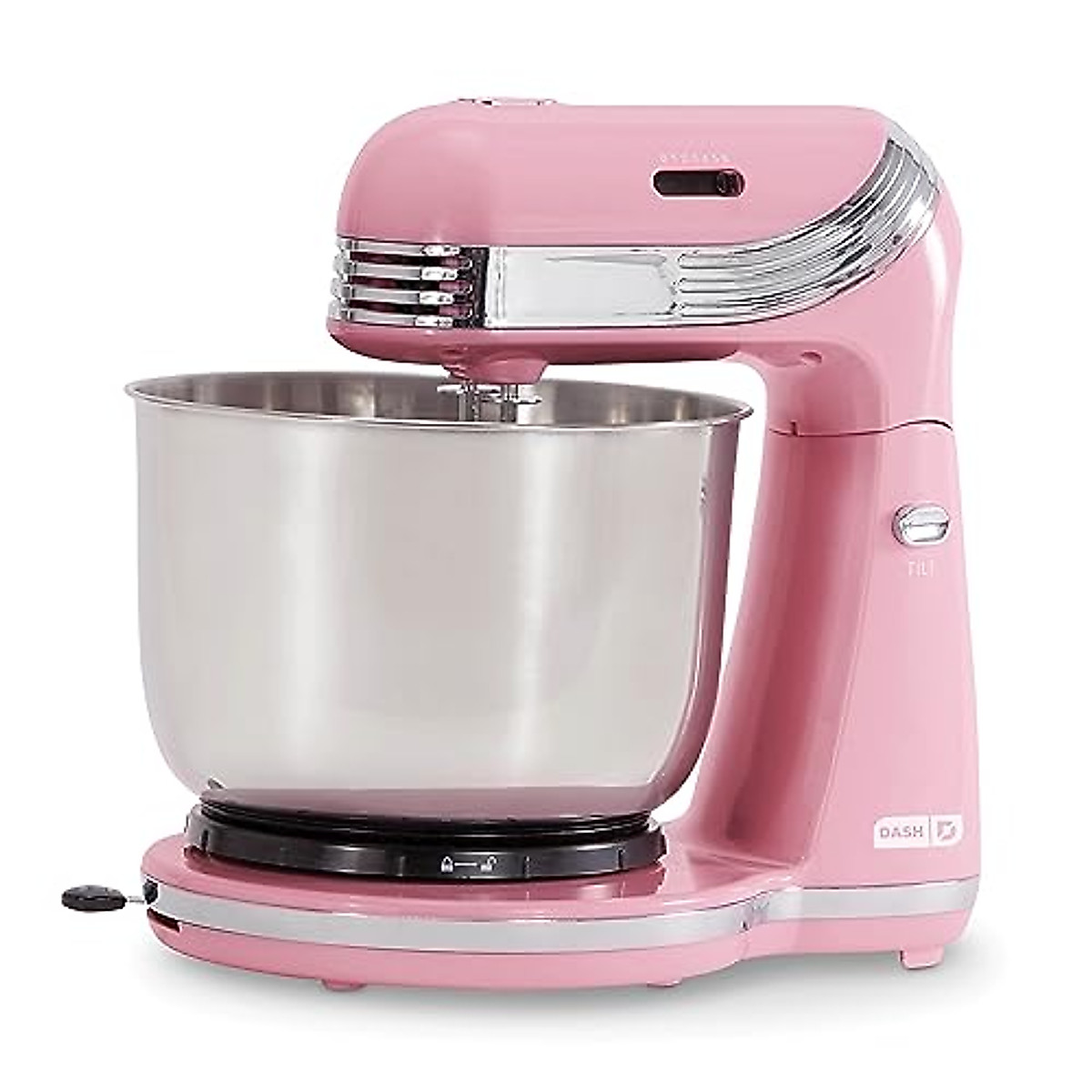 Dash Stand Mixer (Electric Mixer for Everyday Use): 6 Speed Stand Mixer with 3 Quart Stainless Steel Mixing Bowl, Dough Hooks & Mixer Beaters for Dressings, Frosting, Meringues & More - Pink