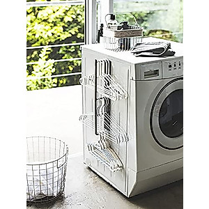 N/B Hanger Organizer, heaohu Single Row Large Capacity Multifunctional Magnetic Washing Machine Clothes Hangers Storage Rack, Artifact Balcony Finishing Clothing Rack Clip Free Punch Racks White