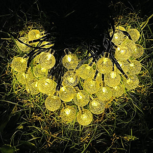 ITICdecor Solar String Lights Outdoor 40LED Crystal Globe Waterproof Patio Fairy Lights for Garden, Yard, Camping, Wedding, Christmas Decoration (Warm White)