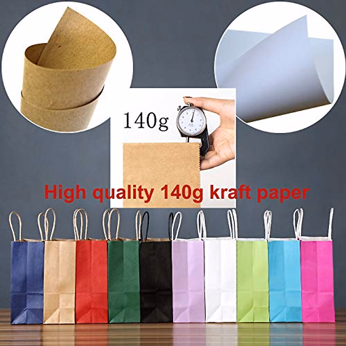 AZOWA Gift Bags Small Kraft Paper Bags with Handles (5 x 3.1 x 8.2 in, Royal Blue, 12 Pcs)