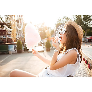 Perfectware 2 Pack Cotton Candy Floss Sugar with 100 Count Paper Cotton Candy Cones. Pink Vanilla and Blue Raspberry. (Two 3.25 lb Containers w/100 Cotton Candy Cones)