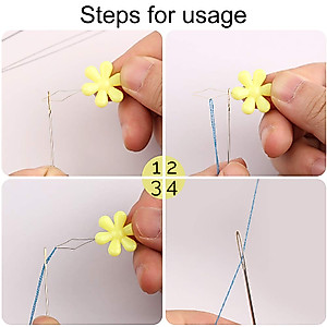 6 Pieces Beading Needles Big Eye Beading Needles Beading Embroidery Stainless Needles with Needle Bottle and 3 Pcs Bead Needle Threader for Jewelry Making (4.01inch)