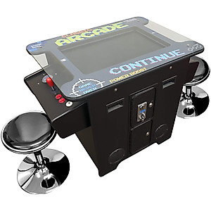 Creative Arcades Full Size Commercial Grade Cocktail Arcade Machine | 2 Player | 412 Games | 26" LCD Screen | Square Glass Top | LED | 2 Sanwa Joysticks | Trackball | 2 Stools | 3 Year Warranty