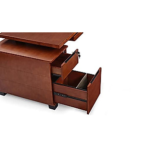 Zuri Furniture 79" Modern Ford Executive Desk with Filing Cabinets - Light Wood
