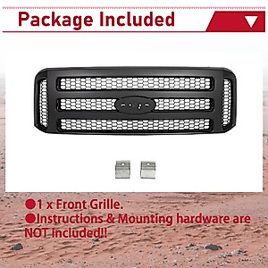 HECASA Mesh Style Front Grille 2006 Style Compatible with 1999-2004 Ford Super Duty F250 F350 F450 F550 Excursion Front Radiator Grill Hood Grille Black