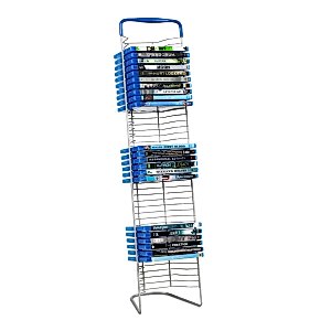 Atlantic Nestable 16 Blu-Ray Rack - Space Saving Modern Design in High End Gunmetal Finish with Blue Molded Handle, PN63735592