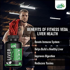 FITNESSVEDA Fitness Veda Liver Health Supplement Capsules with Milk Thistle Extract - Ayurvedic Medicine for Fatty Liver, Ayurvedic Liver Detox Capsule for Men and Women