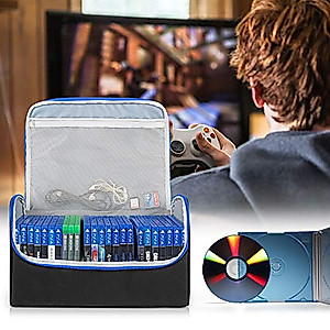 Trunab Game Disc Case Hold Up to 24 Discs, Portable Storage Bag Gaming Disk Organizers, Compatible with Xbox 360/Xbox One/Xbox Series X/S/PS4/PS4 Pro/PS3/PS5, Blue (Patent Design)