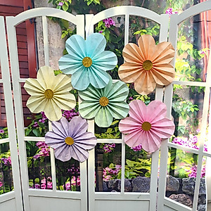 Mybbshower 12 inch Paper Flower for Wedding Fan Photo Backdrop Bridal Shower Birthday Party Decorations Pack of 6 (Pastel Party)